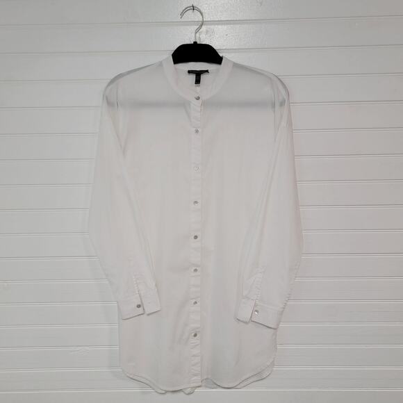 Eileen Fisher | Tops | Eileen Fisher Size Xs Organic Cotton Tunic Top Minimalist Modern Mandarin ...